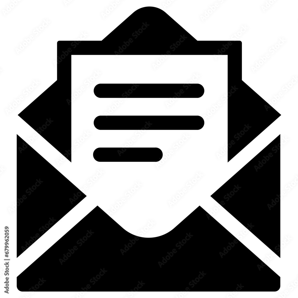 Black single email letter icon, simple mail envelope flat design vector ...