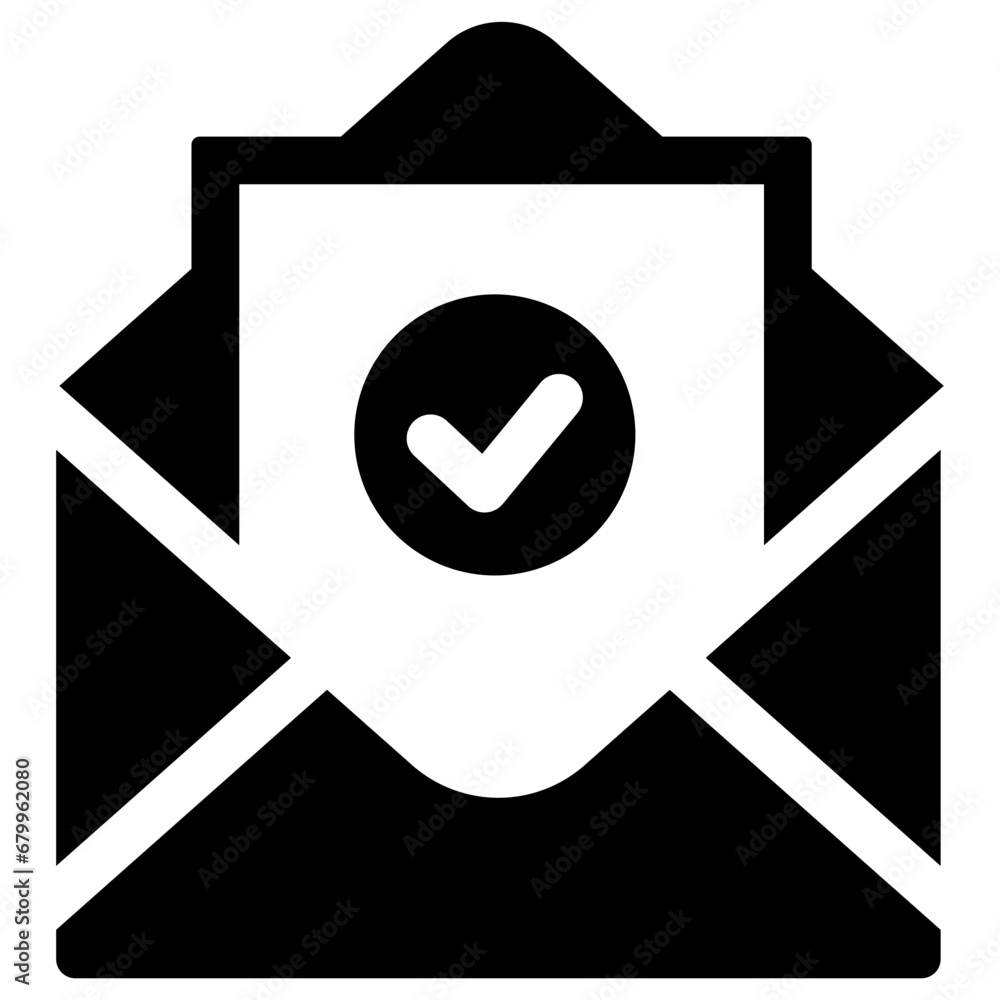 Vecteur Stock Black single mail checked glyph icon, simple approval ...