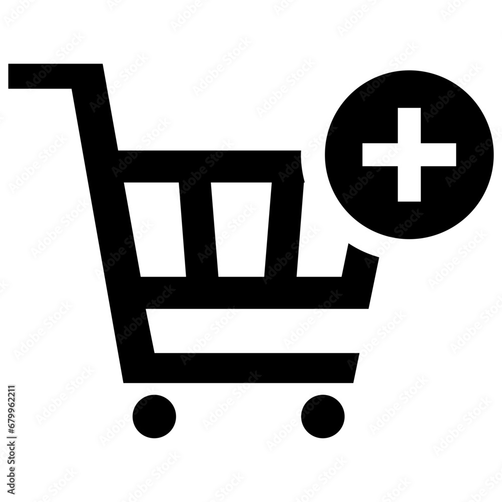 Black add to cart icon, shopping cart with cross mark, simple shopping ...