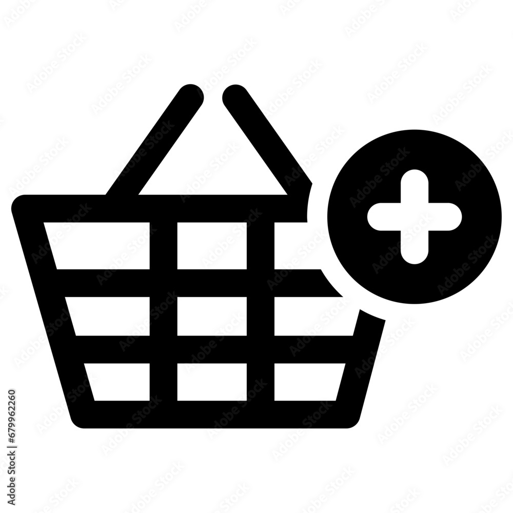 Black add to cart icon, shopping basket, simple shopping put in flat ...