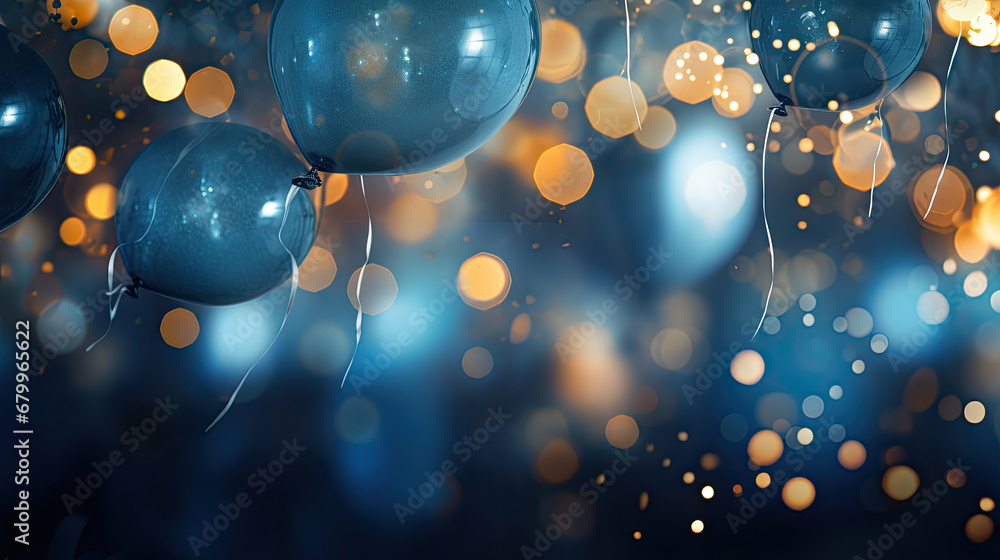 Graduation celebration background with dark blue and gold blur bokeh ...