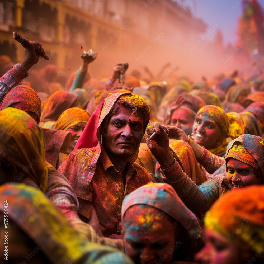 people celebrating the colorful Holi festival very significant for ...