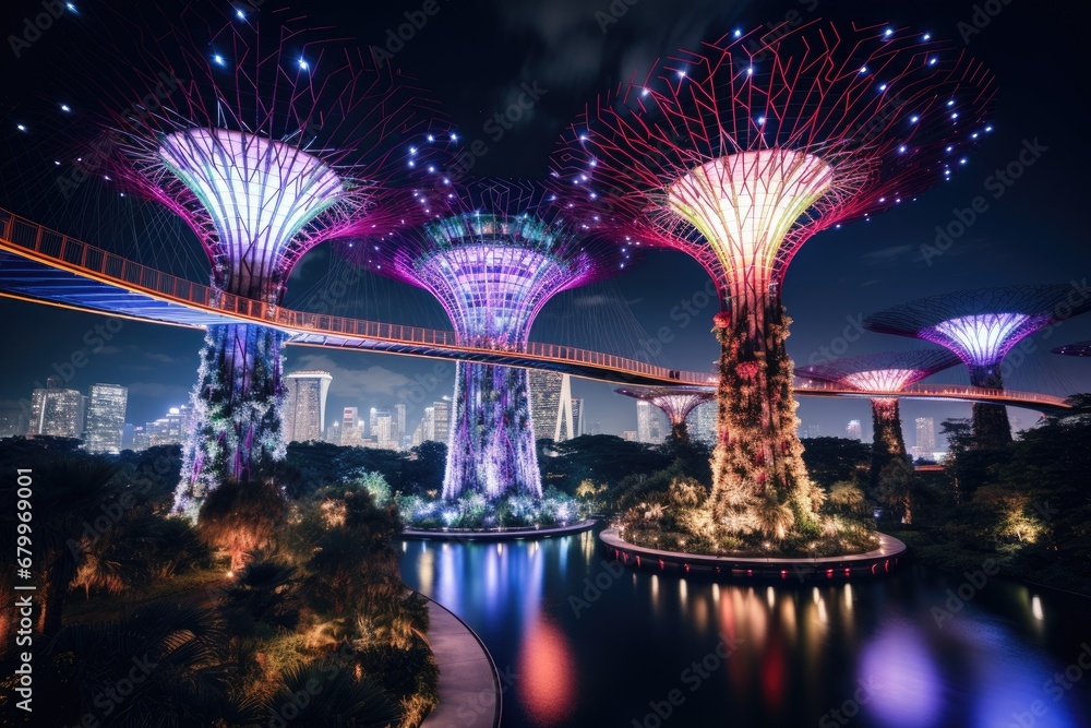 Supertree Grove at Gardens by the Bay in Singapore, Supertrees at ...