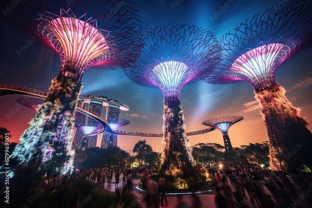Supertree Grove at Gardens by the Bay in Singapore, Supertrees at ...