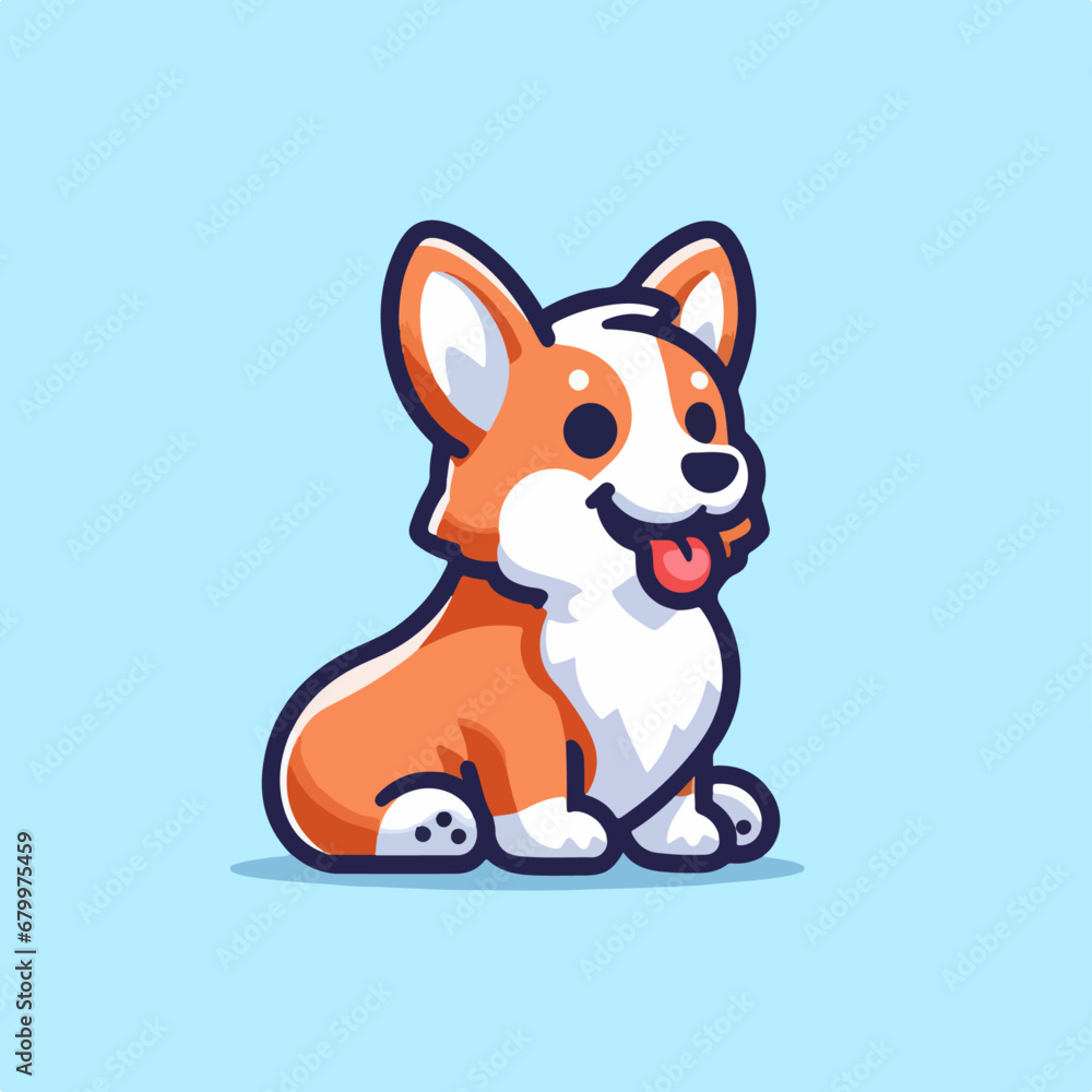 cartoon vector cute corgi dog sitting cartoon vector icon illustration ...