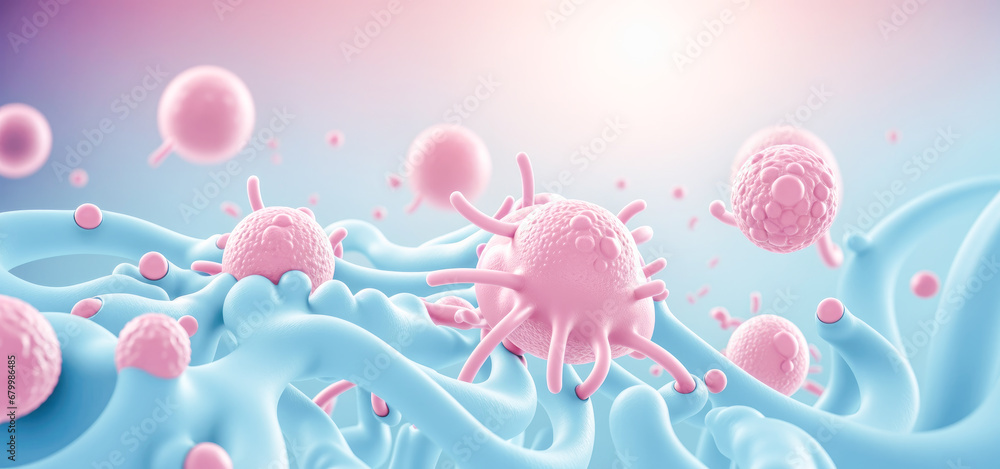 medical pharmaceutical research 3d background. Tumor microenvironment ...