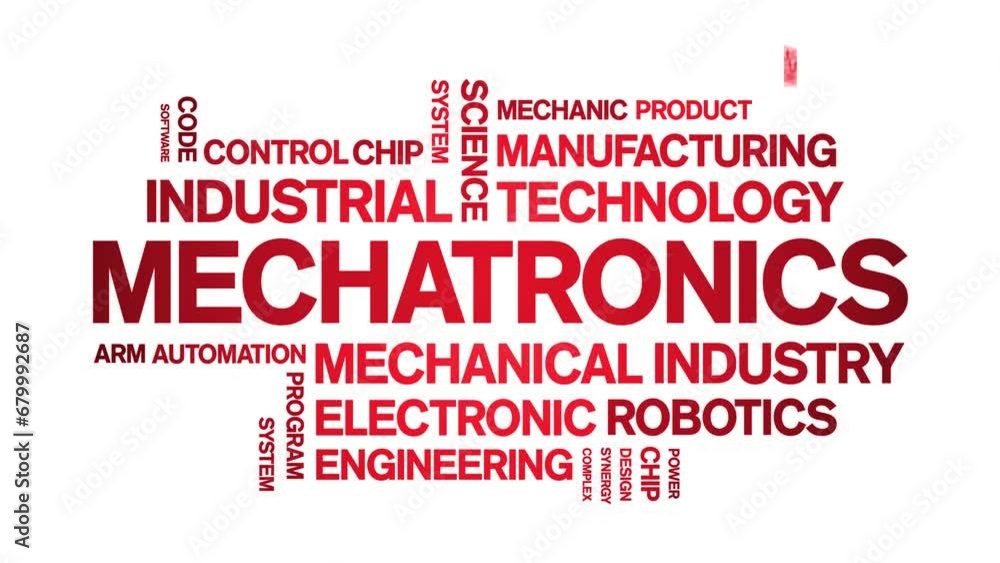 Mechatronics animated tag word cloud;text design animation kinetic ...