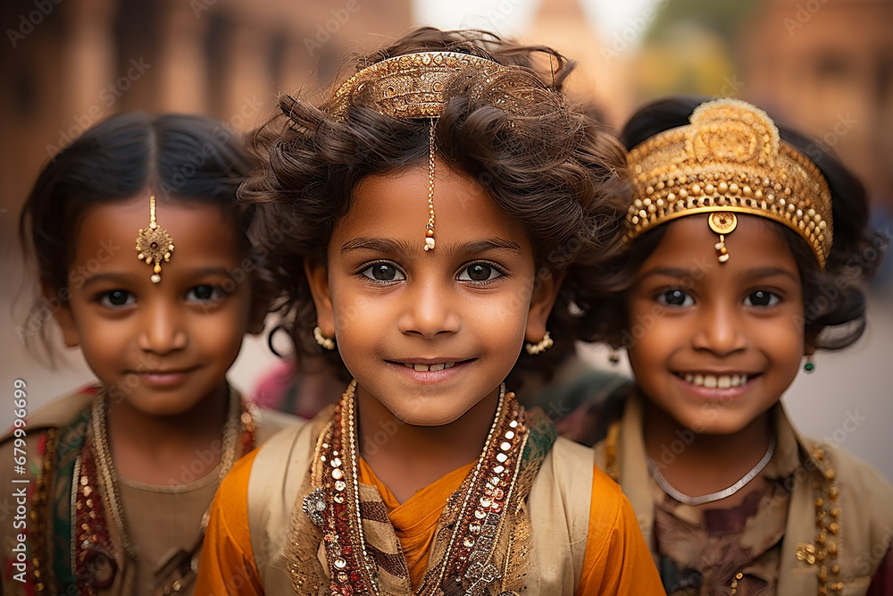 portraits of children of Indian origin celebrating the republic day of ...