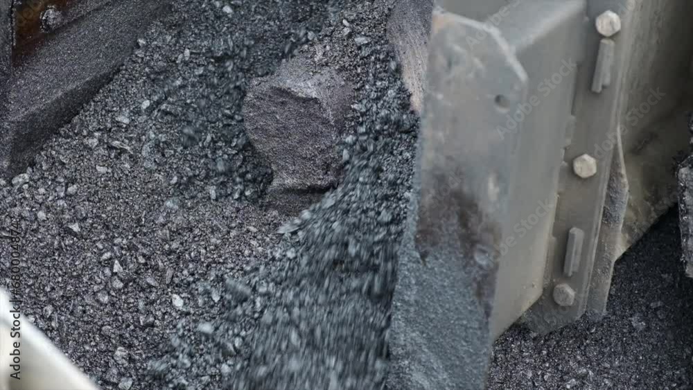 Process of asphalting road construction infrastructure by spreading ...
