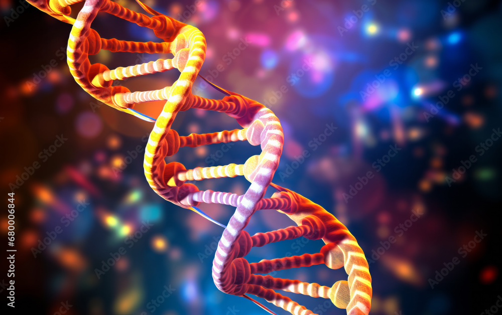 Expanded the genetic molecular structure of DNA. Digital illustration ...