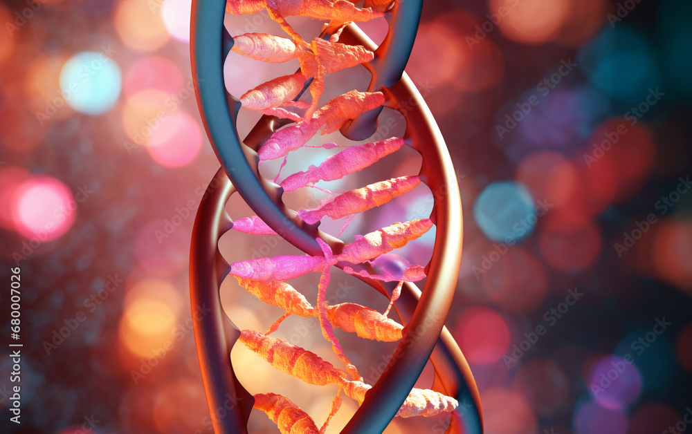 Expanded the genetic molecular structure of DNA. Digital illustration ...