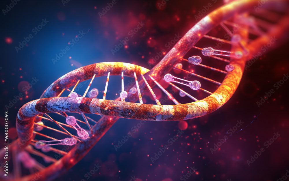 Expanded the genetic molecular structure of DNA. Digital illustration ...