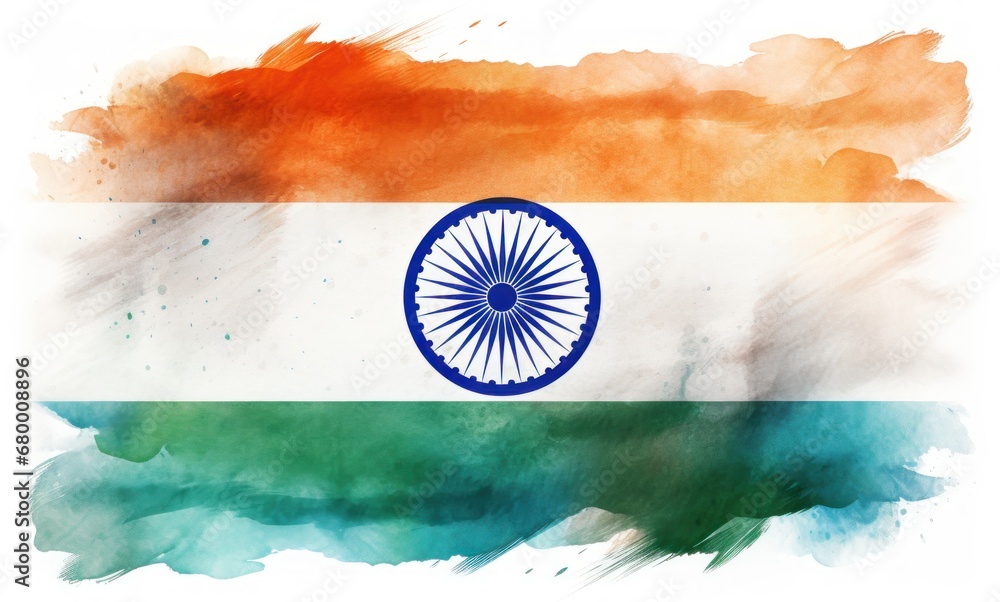 Beautiful watercolor painting of the Indian flag isolated on a white ...