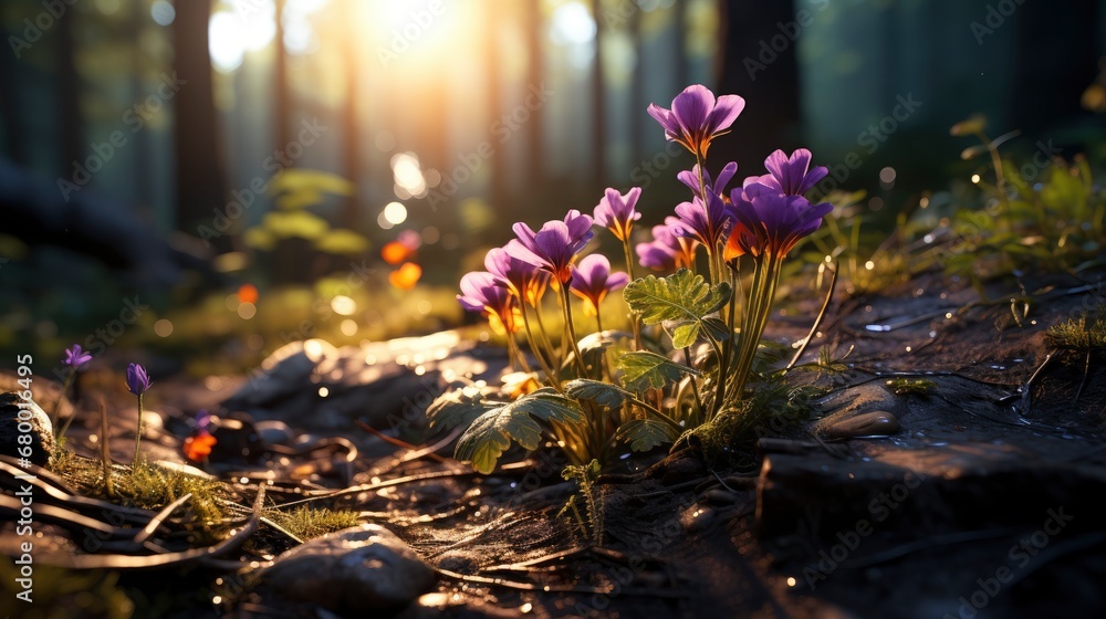 Sunny Flowering Forest Carpet Wild Violet, HD, Background Wallpaper ...