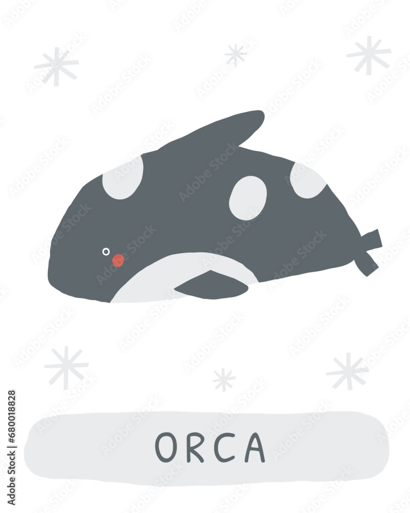 Winter flashcard. Learning English words for kids. Cute hand drawn ...