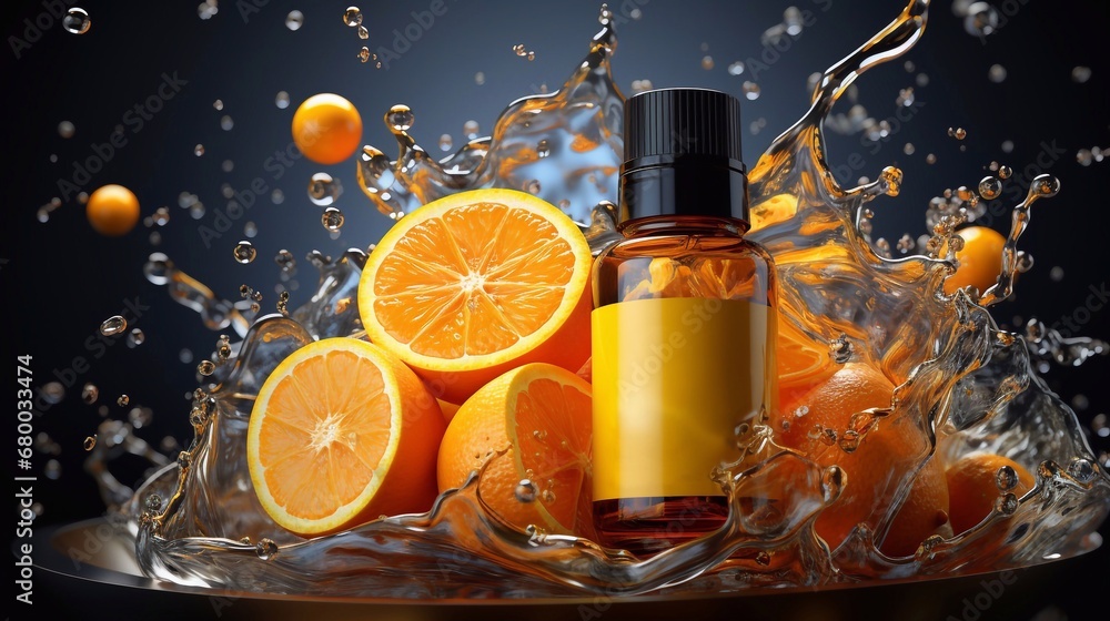 Vitamin C serum liquid gel in dropper and structure. Collagen complex ...