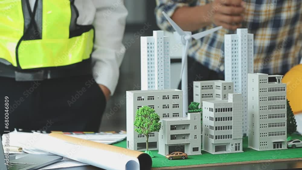 Architecture Engineer Teamwork Meeting, Drawing and working for ...