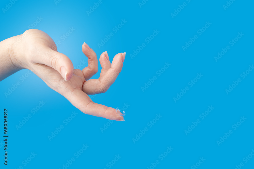 Hygiene and optics, soft contact lens for clear sight on the finger ...