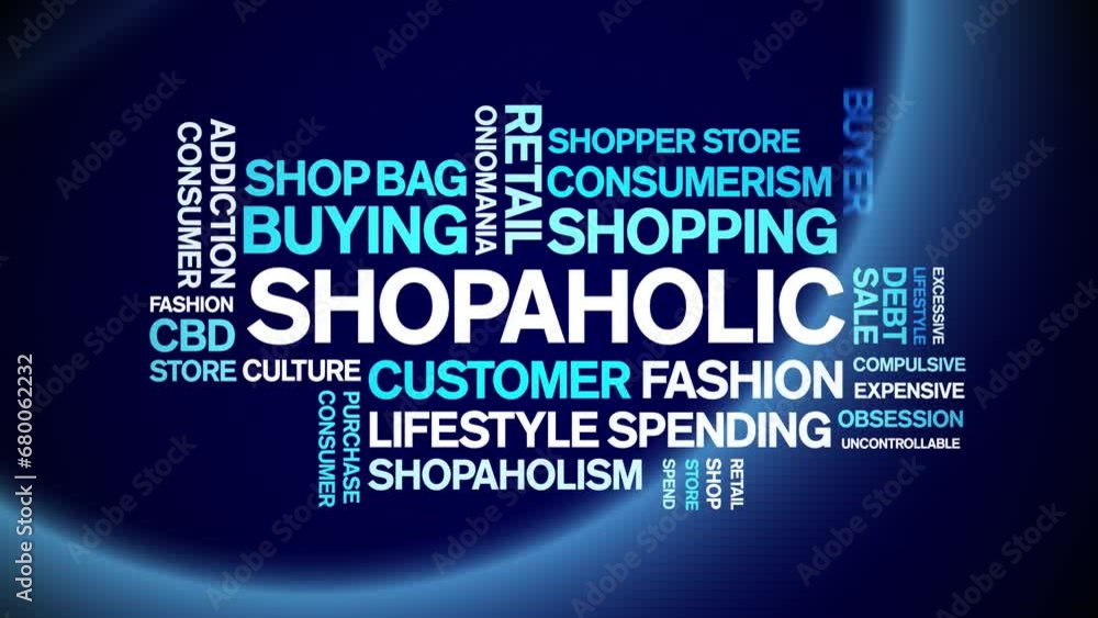 Shopaholic animated tag word cloud;text design animation kinetic ...