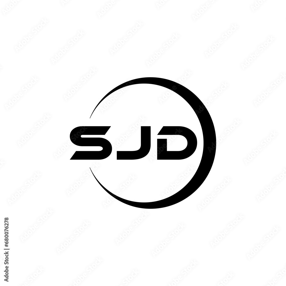 SJD letter logo design with white background in illustrator, cube logo ...