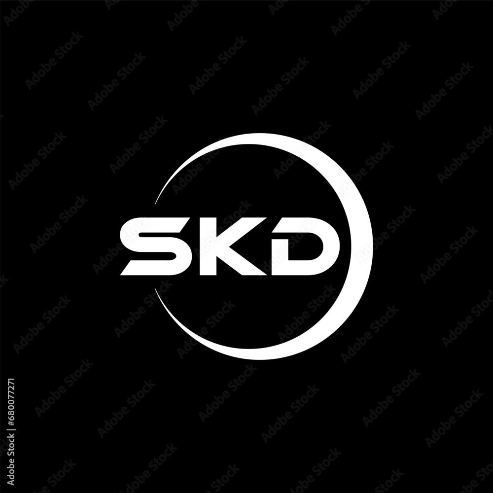 SKD letter logo design with black background in illustrator, cube logo ...