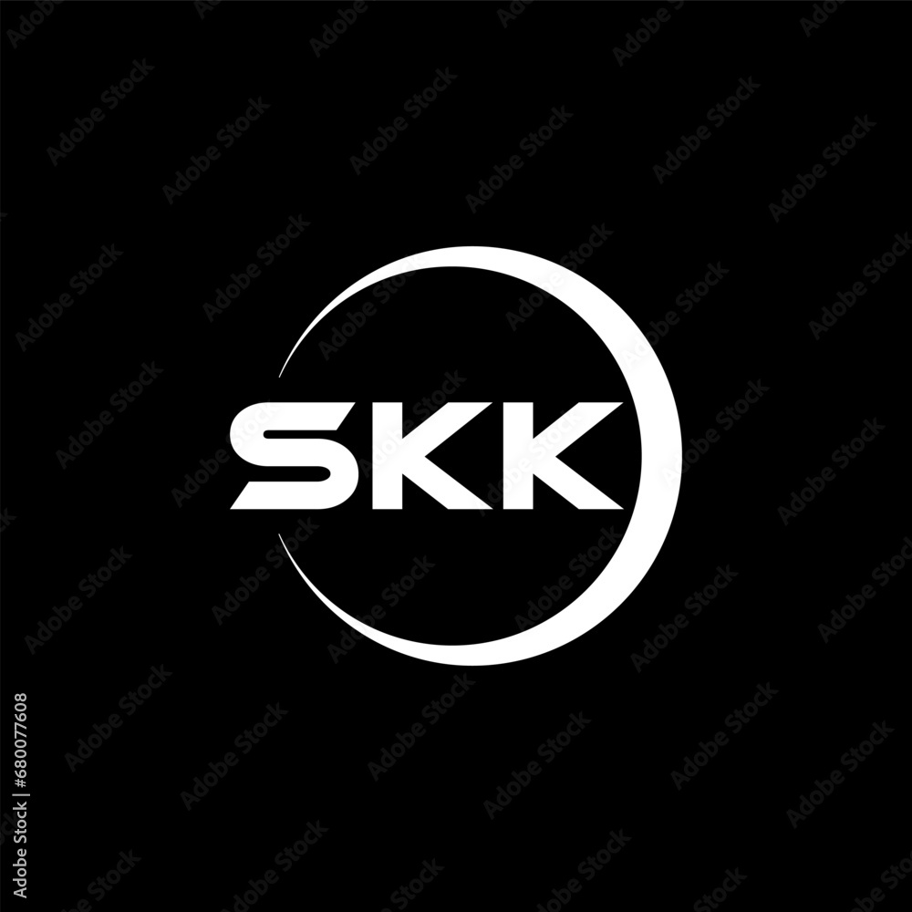 SKK letter logo design with black background in illustrator, cube logo ...