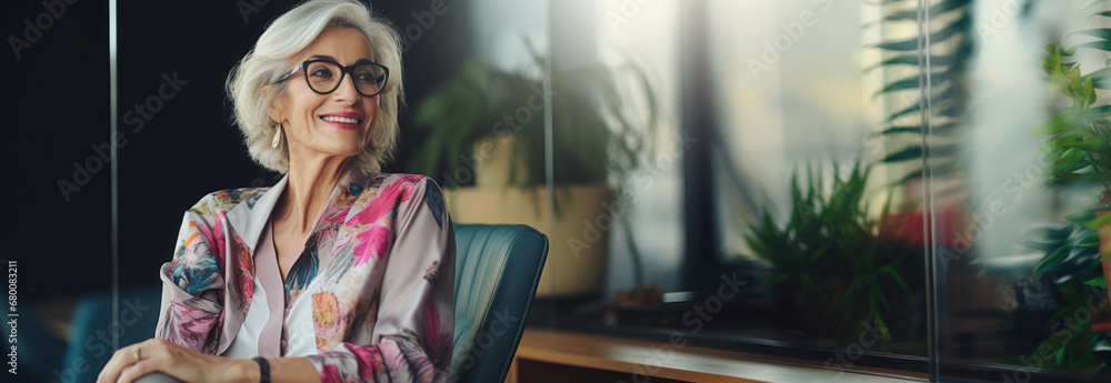 Business representative mature woman manager director boss 50, 60, 70 ...