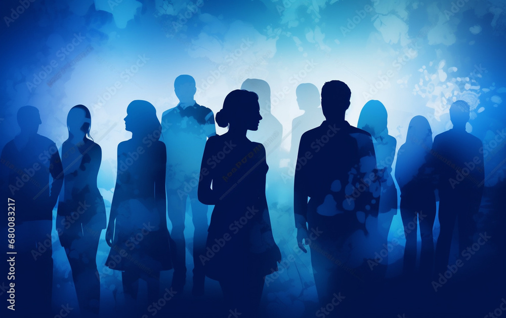 dynamic abstract concept where silhouetted figures form diverse ...