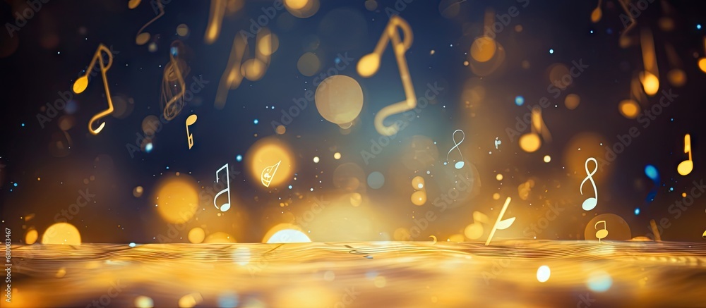 Musical notes and bokeh background symbolize a joyful life filled with ...