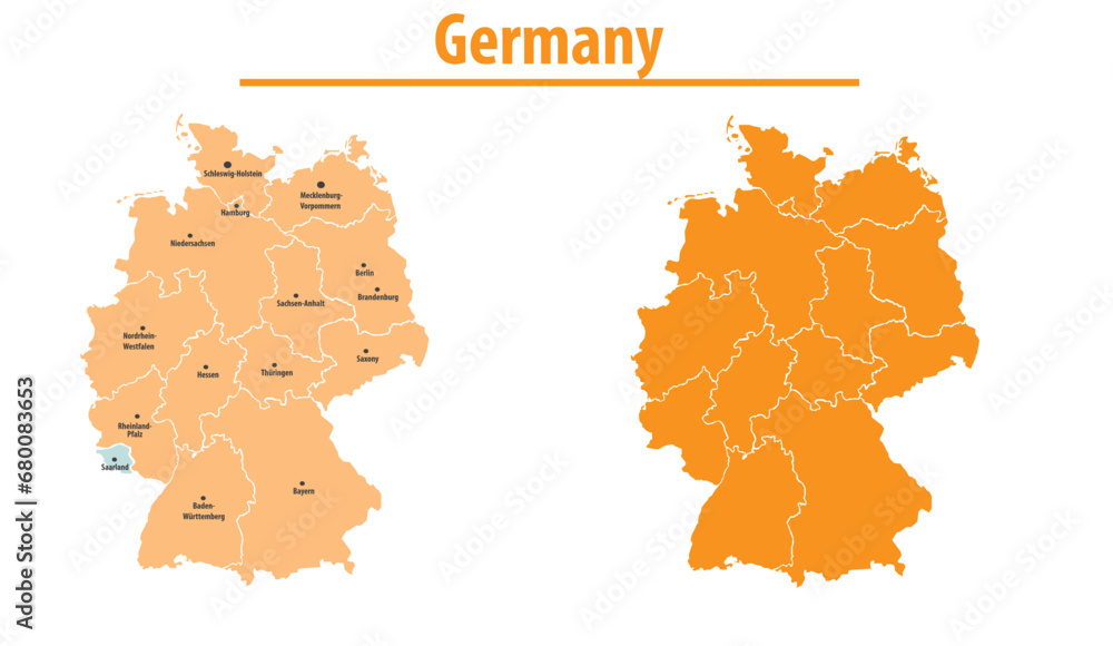 Germany map. illustration vector detailed Germany map with all state ...