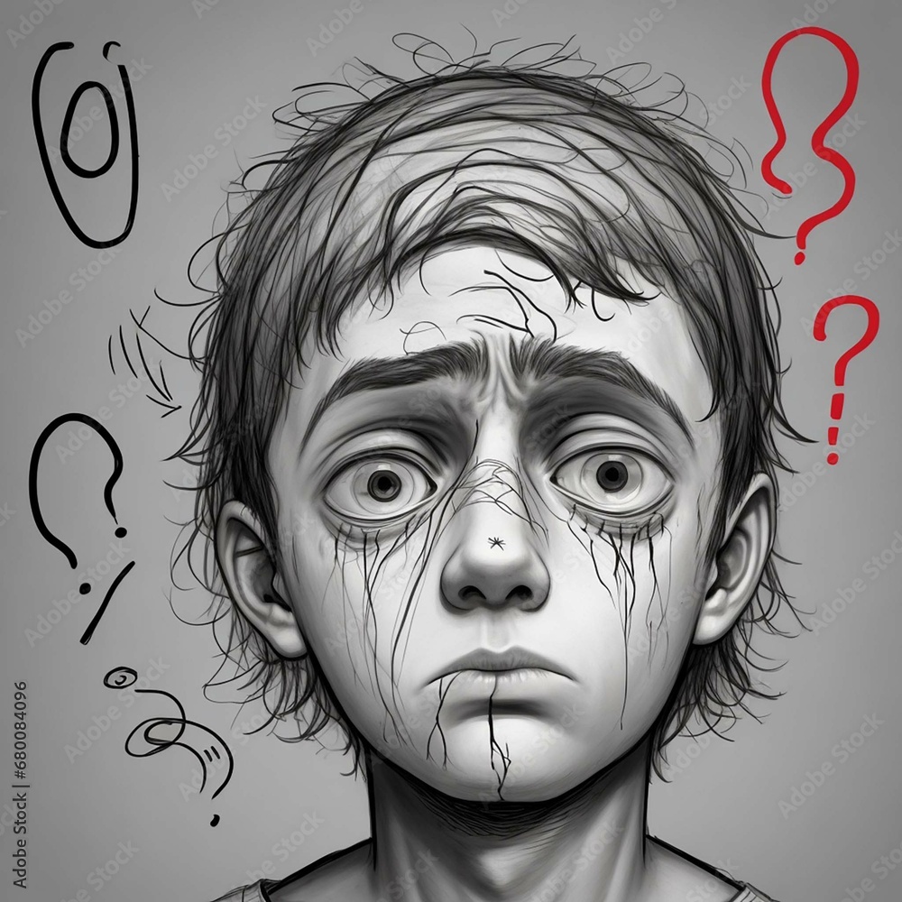 This stock photo depicts a young man with obsessive-compulsive, ADHD ...