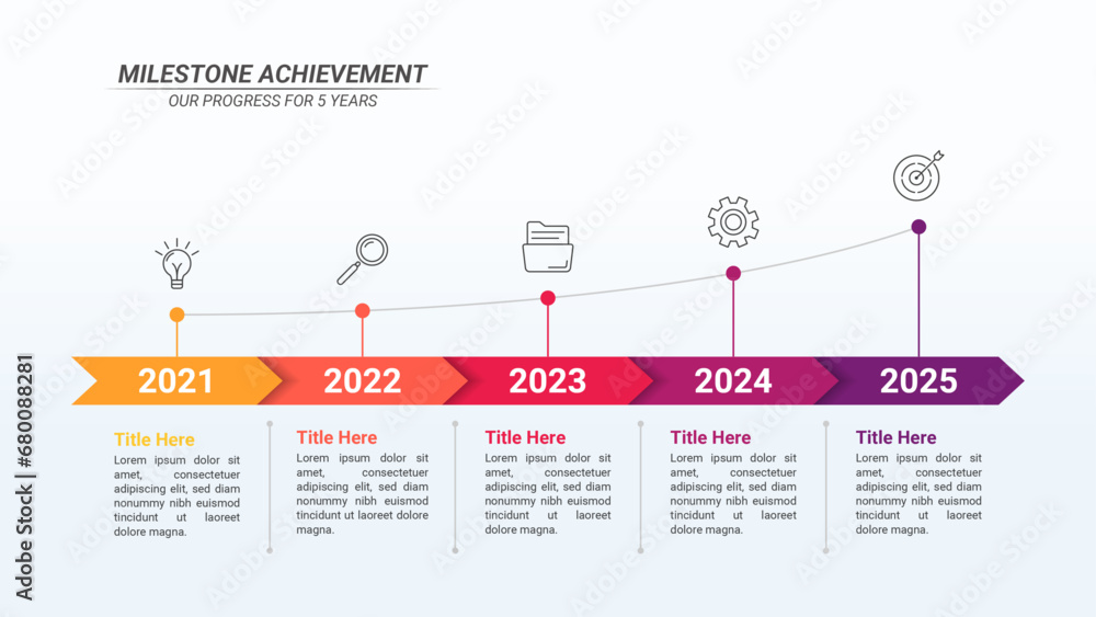 Milestone Achievement Infographic Timeline with 5 Steps and Editable ...