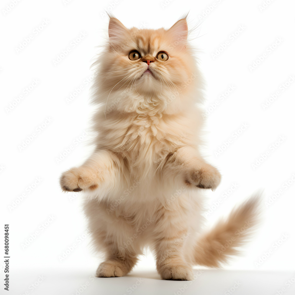Photo & Art Print Persian cat standing on two legs on white isolated ...