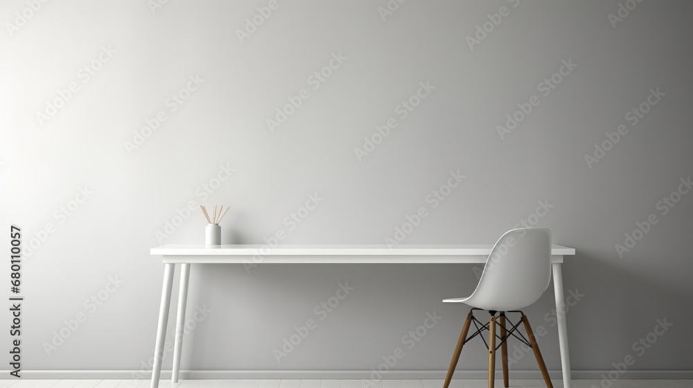 Minimalist modern simple white desk office at home Stock Illustration ...