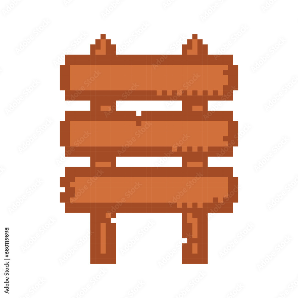 Pixel wooden roadside sign, old village, 8 bit timber roadside pointer ...