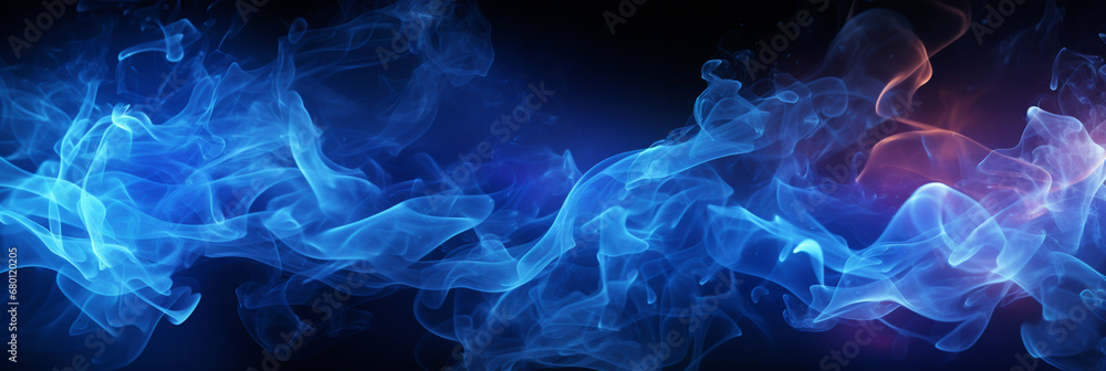 Abstract blue smoke explosion border isolated on transparent background ...