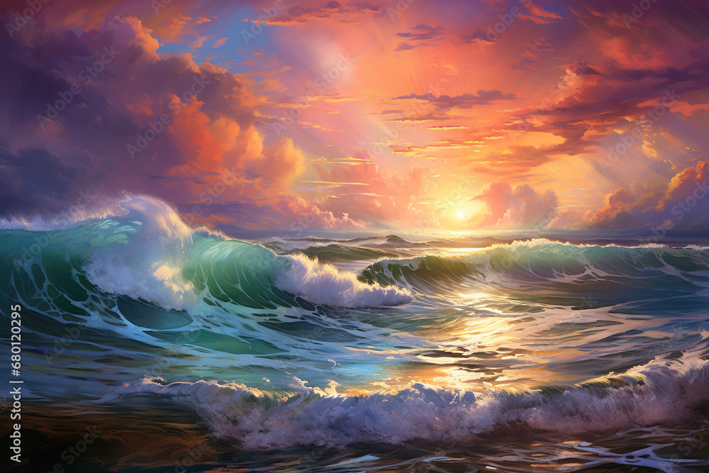 Luminoscent sea waves glittering, cinematic ocean wave, nature, full hd ...