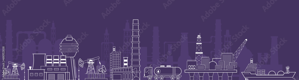 Vecteur Stock Oil industry background. Gas refinery. Extraction rig ...