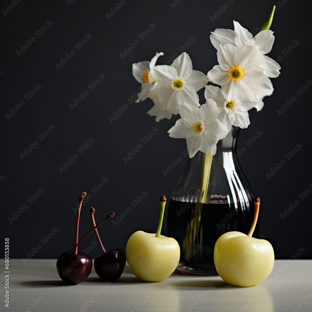 black cherries and daffodils, Sweet and cozy,minimal, modern,Directed ...