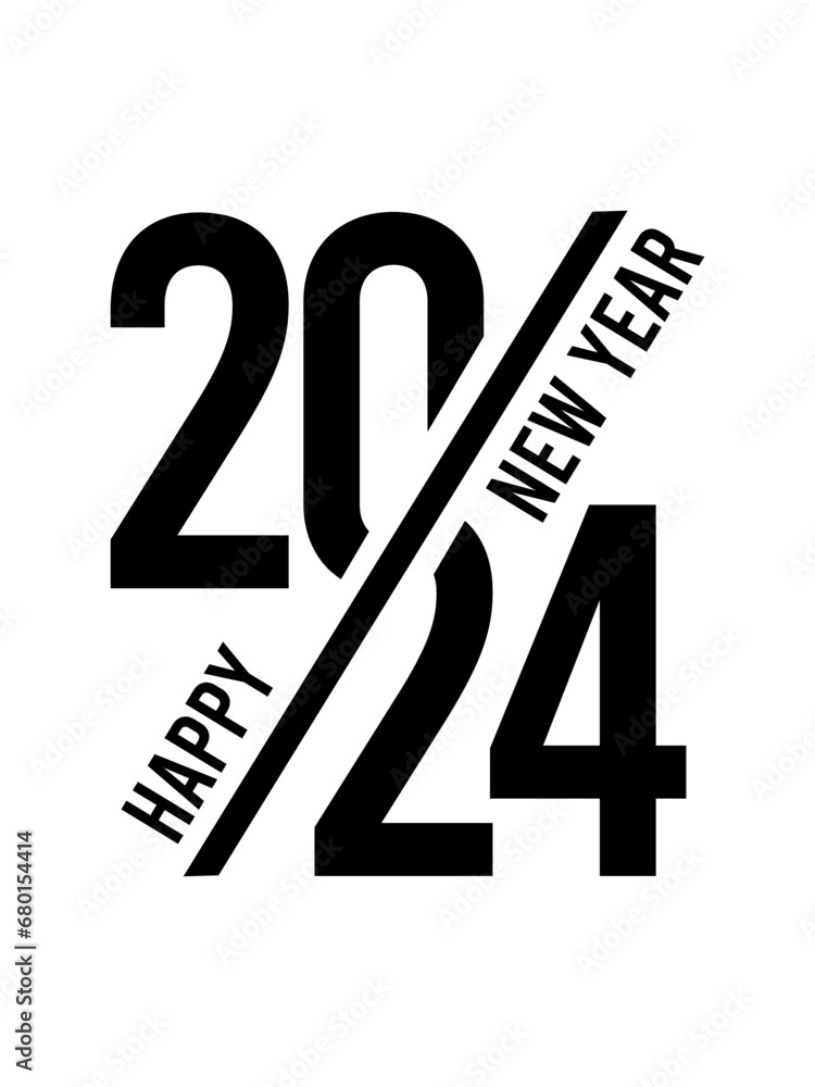 Happy new year 2024 design. With colorful truncated number ...
