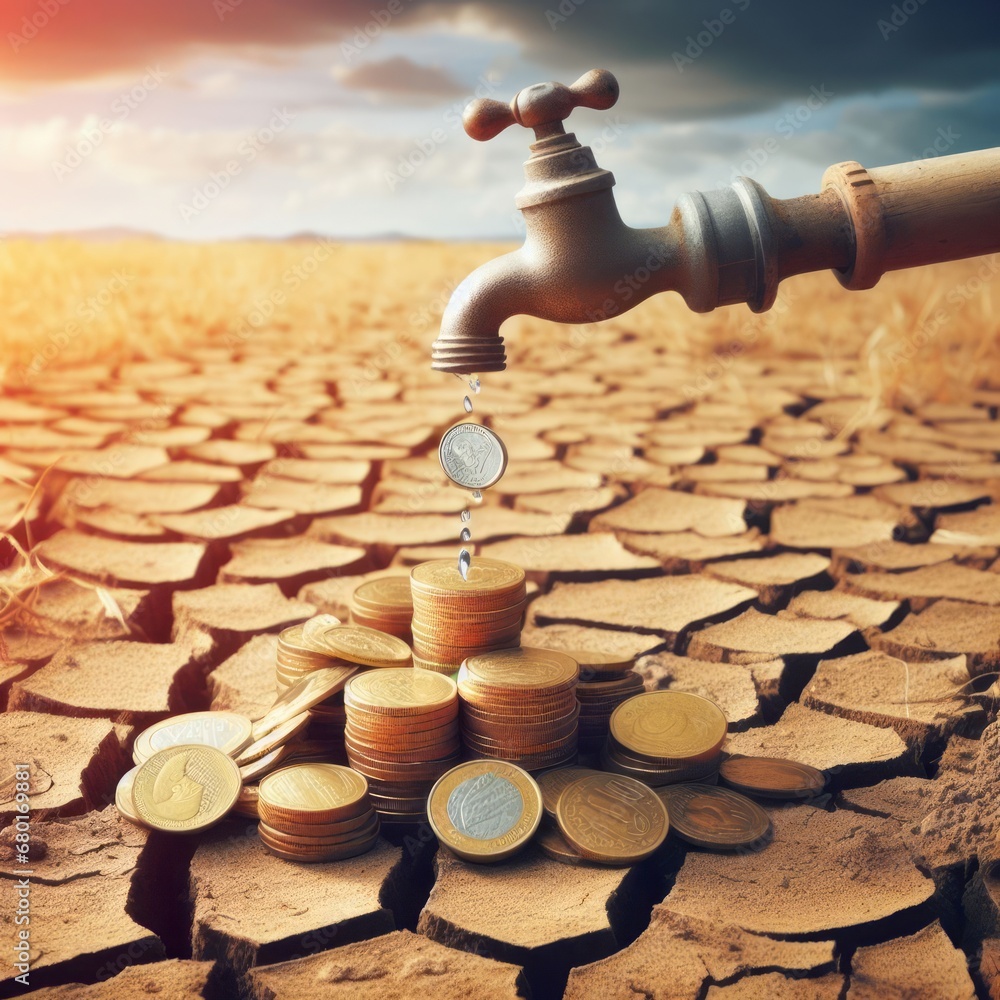 Hands grabbing money in a drought, climate change and cities without ...