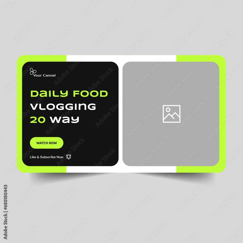 Customizable vector food vlogging tips thumbnail banner design ...