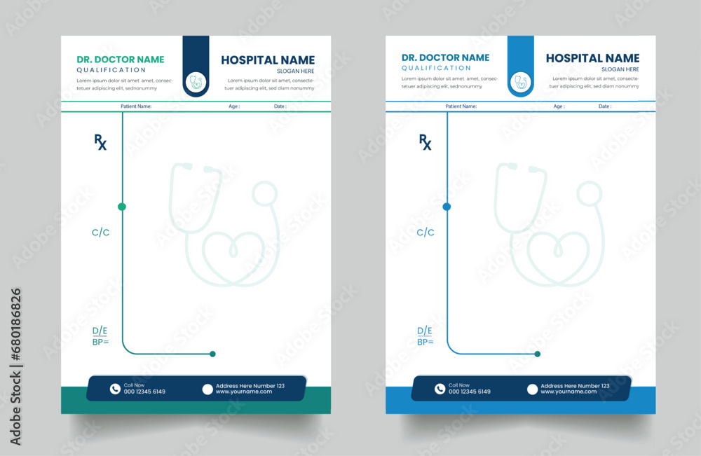 Doctor Medical Prescription Template. Healthcare pad doctors letterhead ...