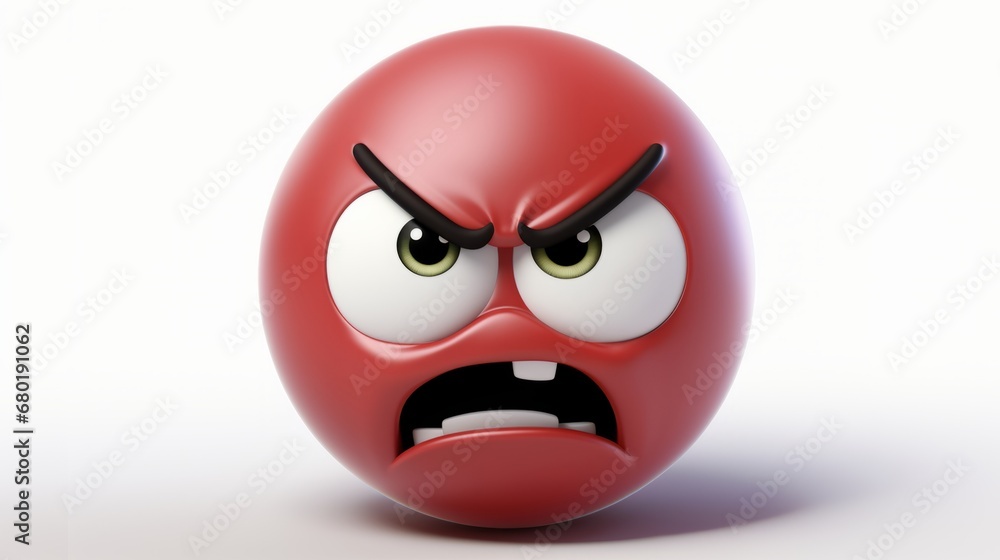 Angry Face Emoji. A red face with a frowning mouth and eyes and ...