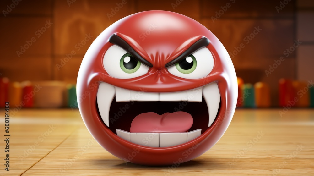 Angry Face Emoji. A red face with a frowning mouth and eyes and ...
