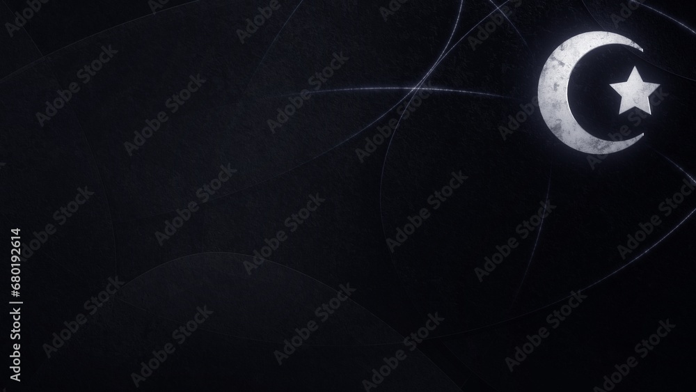 ภาพประกอบสต็อก Religious horizontal Muslim Crescent Half Moon emblem on ...
