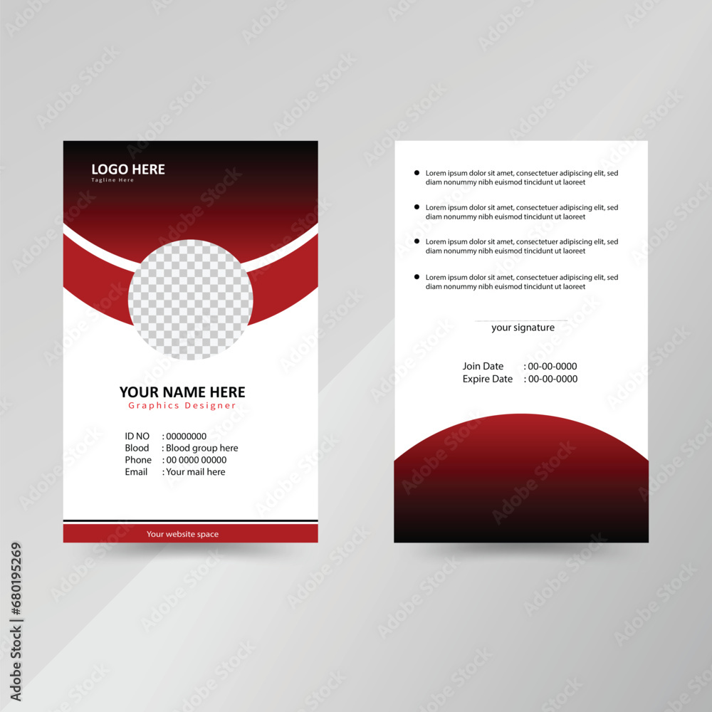 Simple vector office ID card design template, Office Id Card Layout ...