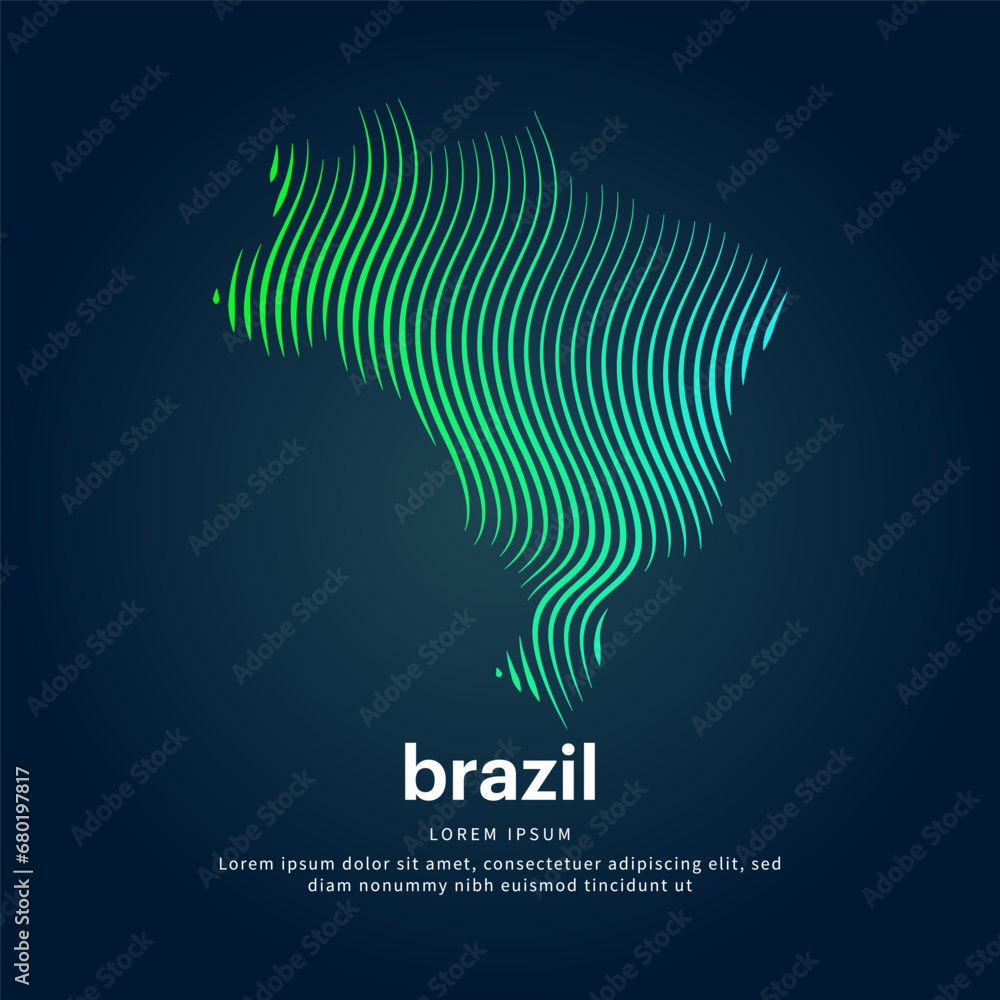 simple logo map of brazil Illustration in a linear style. Abstract line ...