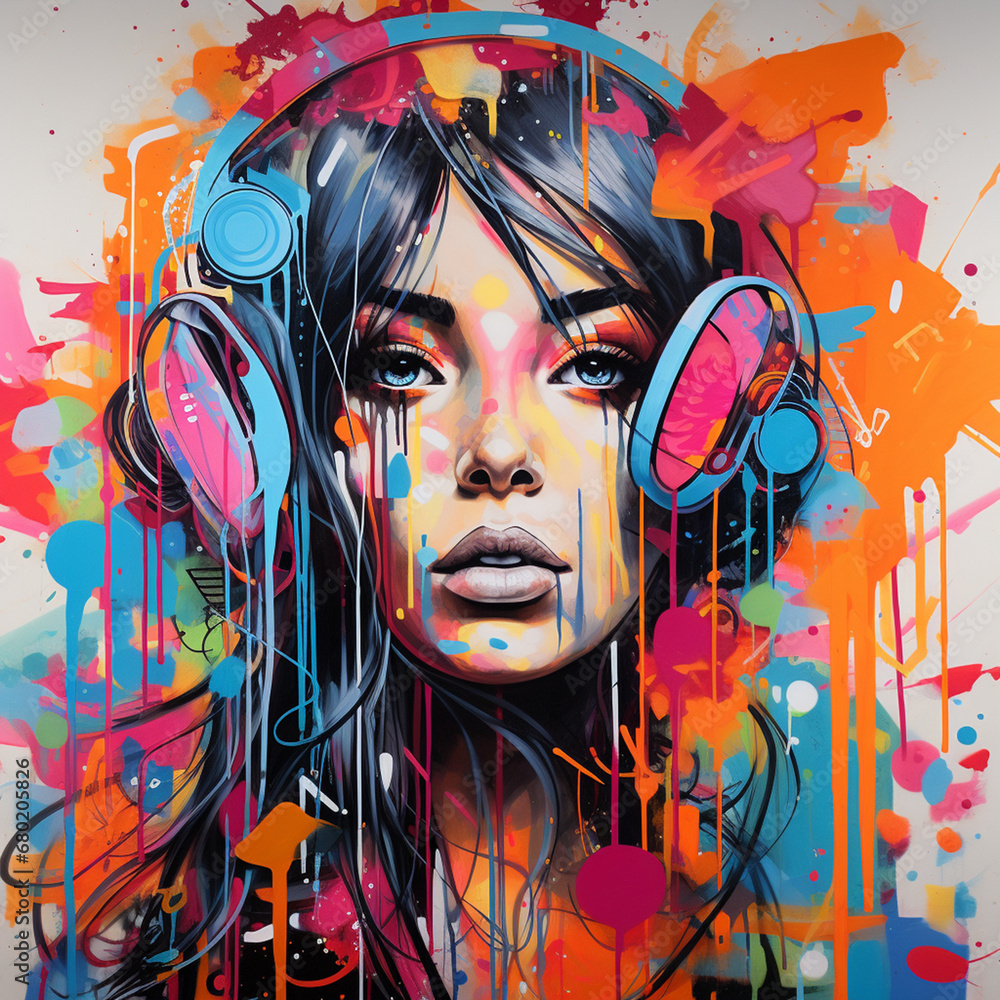urban graffiti-style art with intricate tags, murals, and street art ...