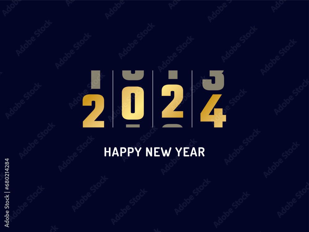 Happy New Year 2024. Banner design for New Year 2024 celebration with illustration of 2024 on ...